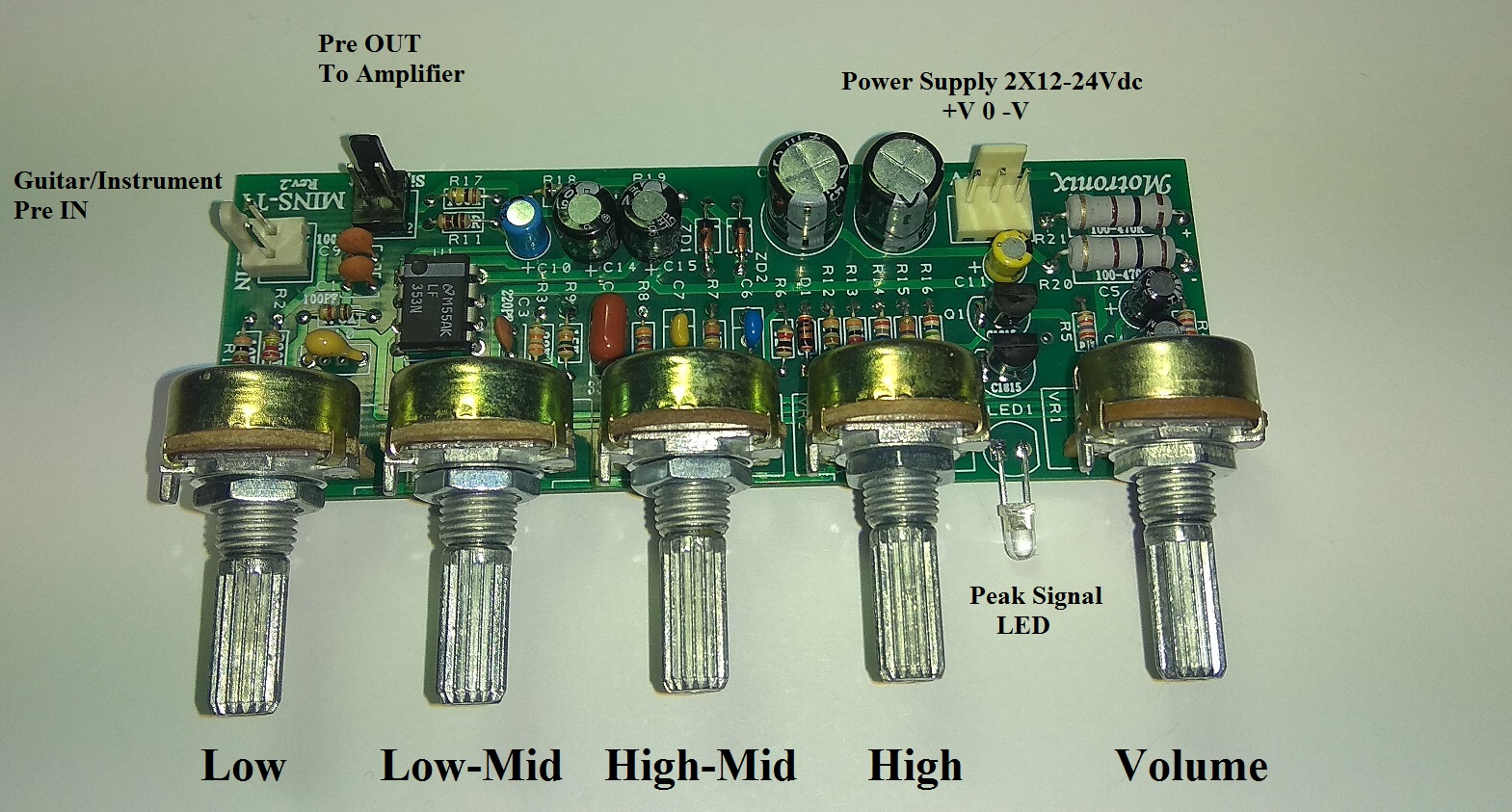 Guitar/Instrument Pre-amplifier With 4 band Tone Control With/Without ...